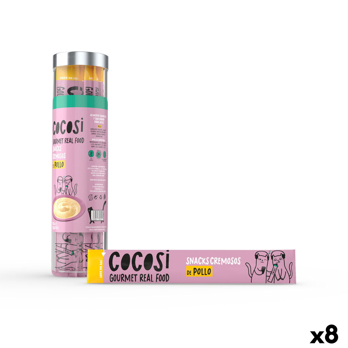 Snack para Gatos Cocosi Gourmet Real Food Pollo 10 Piezas (8 Unidades ...
