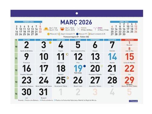 Calendari (2026) Catalan Finocam Faldilla Mensual Numeros Grans F93 ...