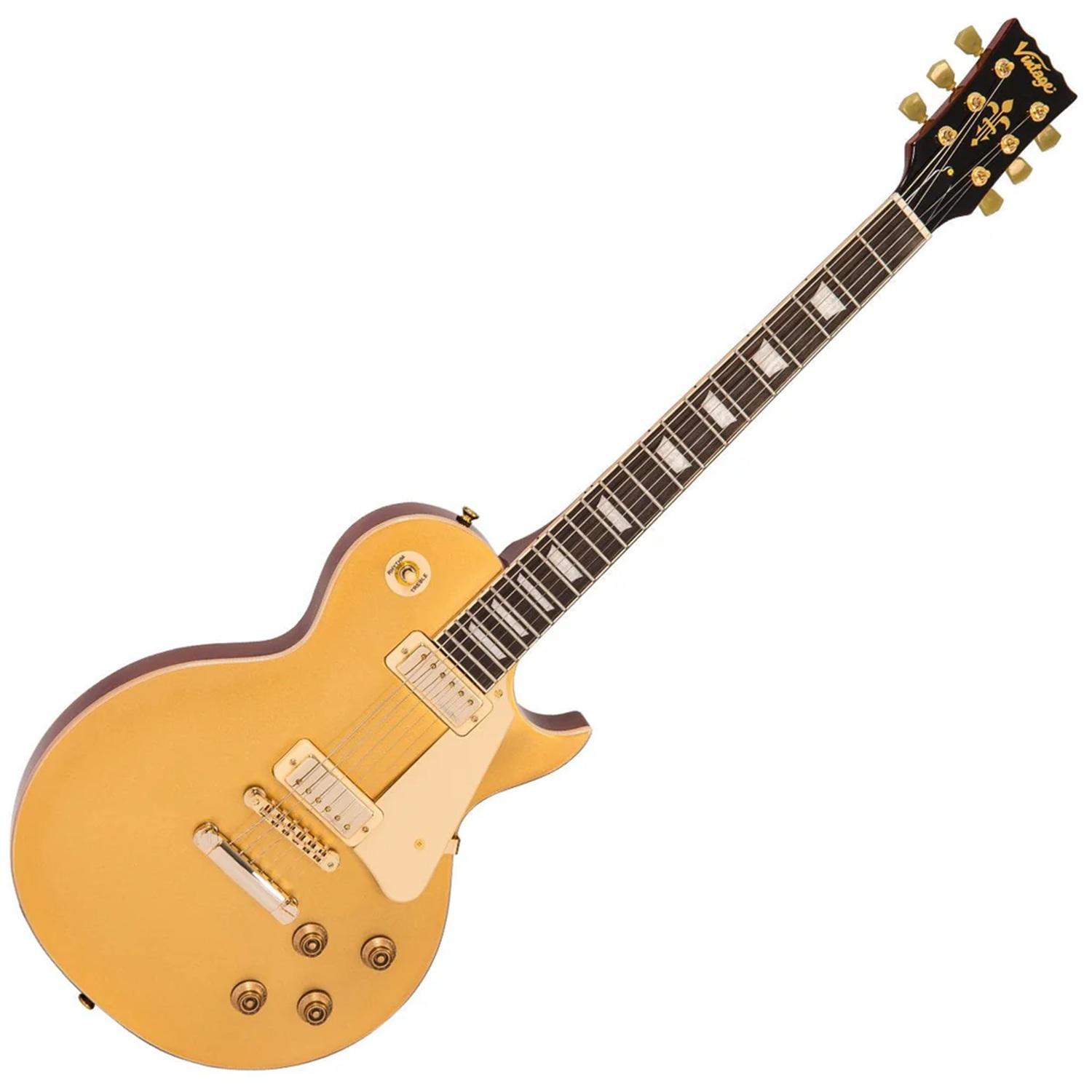 Vintage V100 Electric Guitar Mini Hb - Gold Top - Bixoto.com