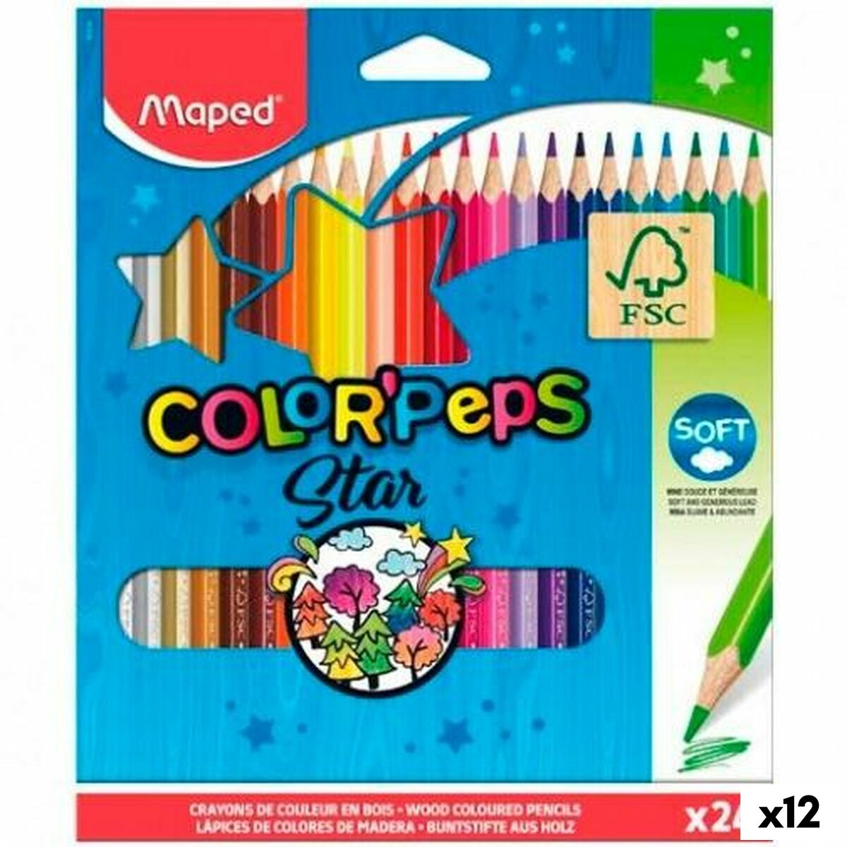 Lápices de colores Maped Color' Peps Star Multicolor 24 Piezas (12 ...