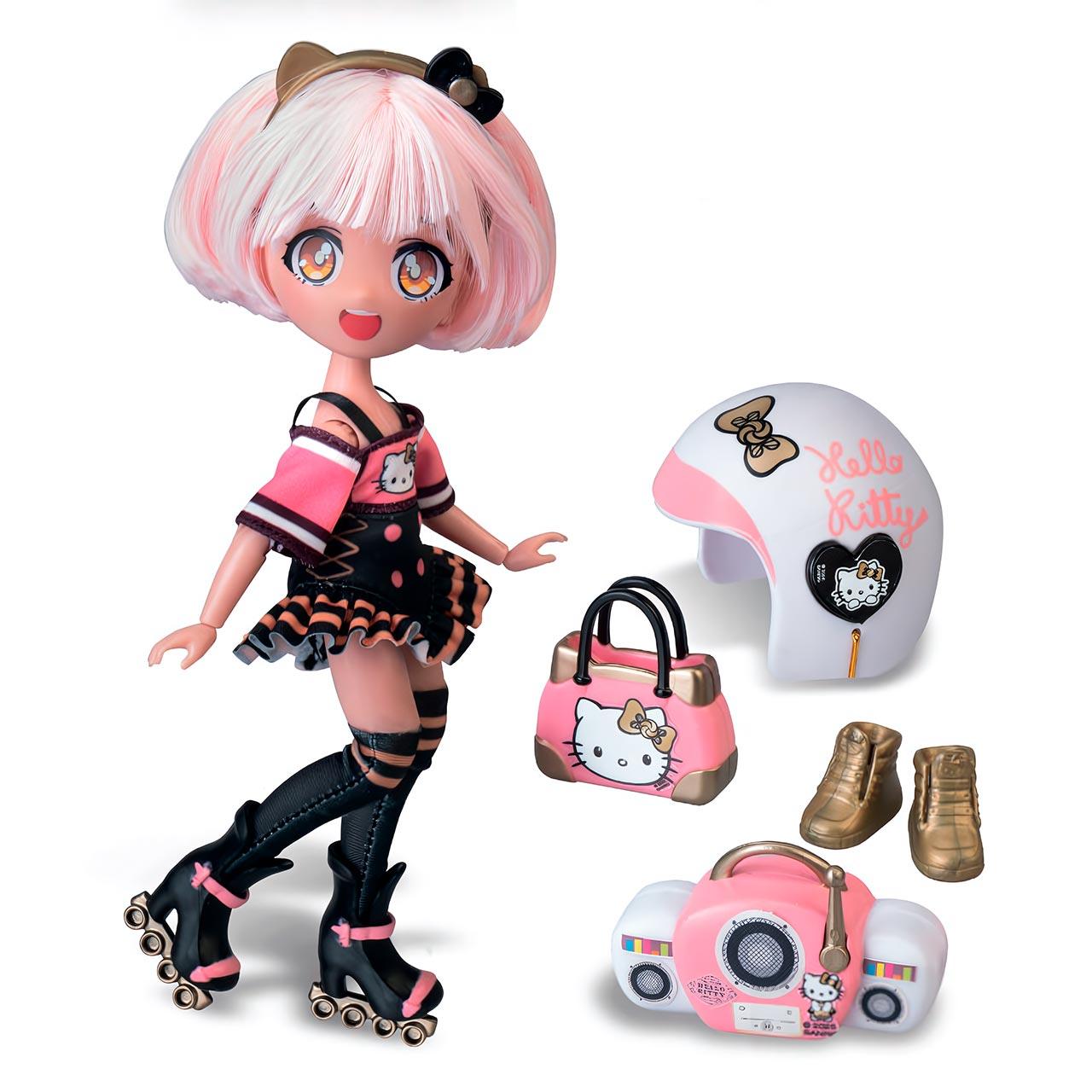 Famosa Hktf1000 Muñeca Articulada Hello Kitty Golden Diva Roller 19.5cm ...