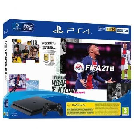Consola Sony Playstation 4 - PS4 Slim 500GB/ Incluye Juego FIFA 21/ Código Contenido Descargable ...